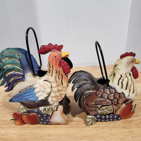 Home Interiors | Accents | Vintage Rooster Chicken Tea Light Holders ...
